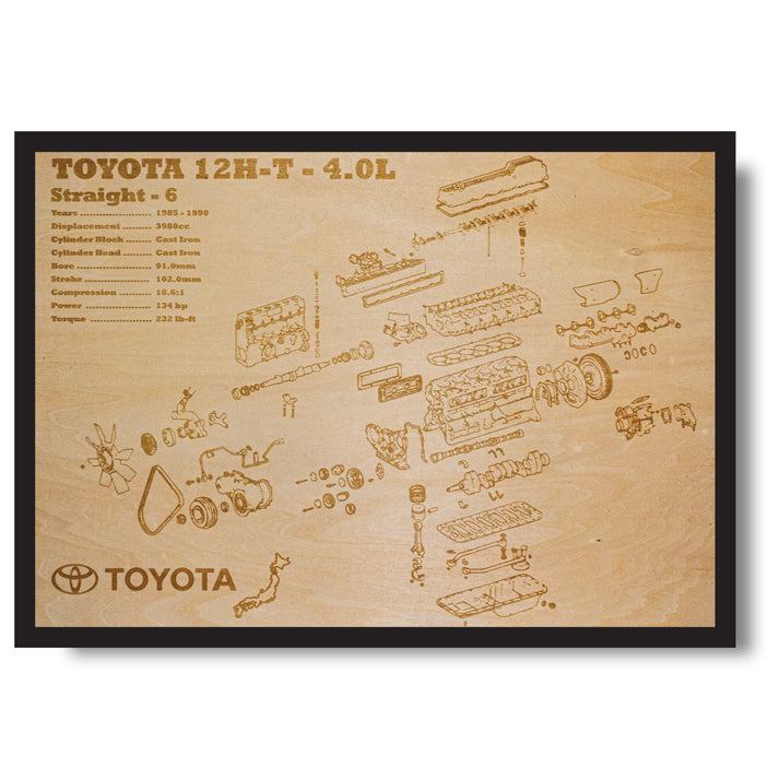 Toyota 12H-T 4.0L exploded view poster – EngineMaps