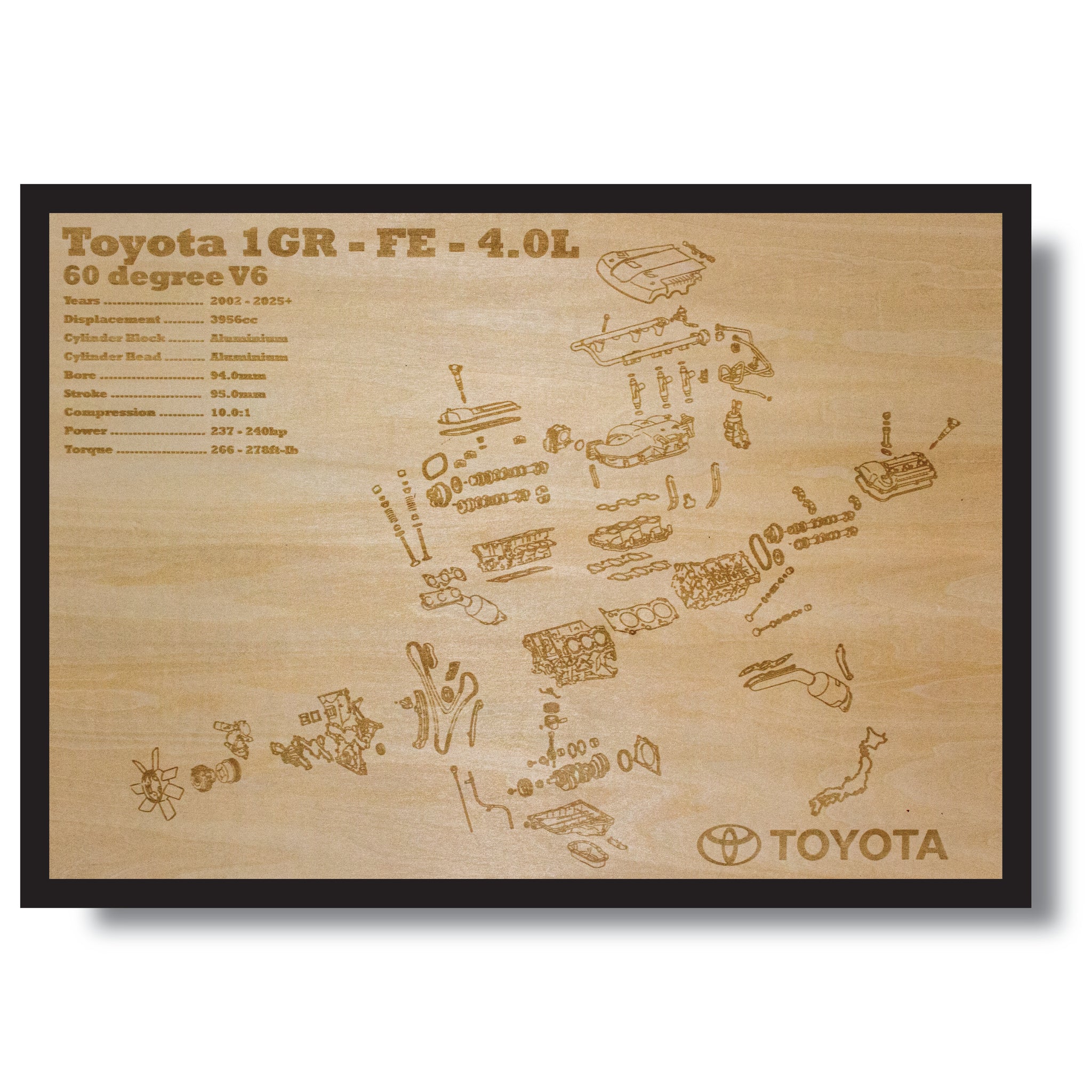 Toyota 1GR-FE 4.0L exploded view poster – EngineMaps