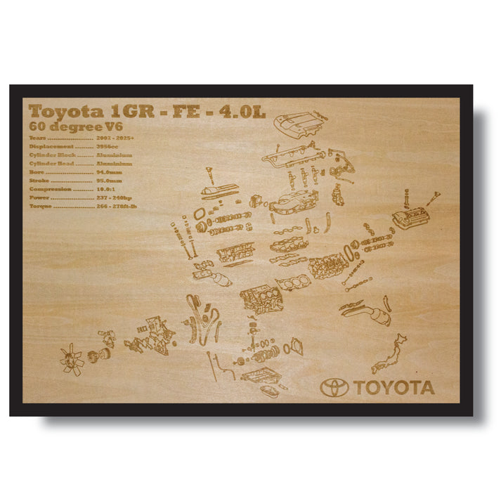 Toyota 1GR-FE 4.0L exploded view poster – EngineMaps