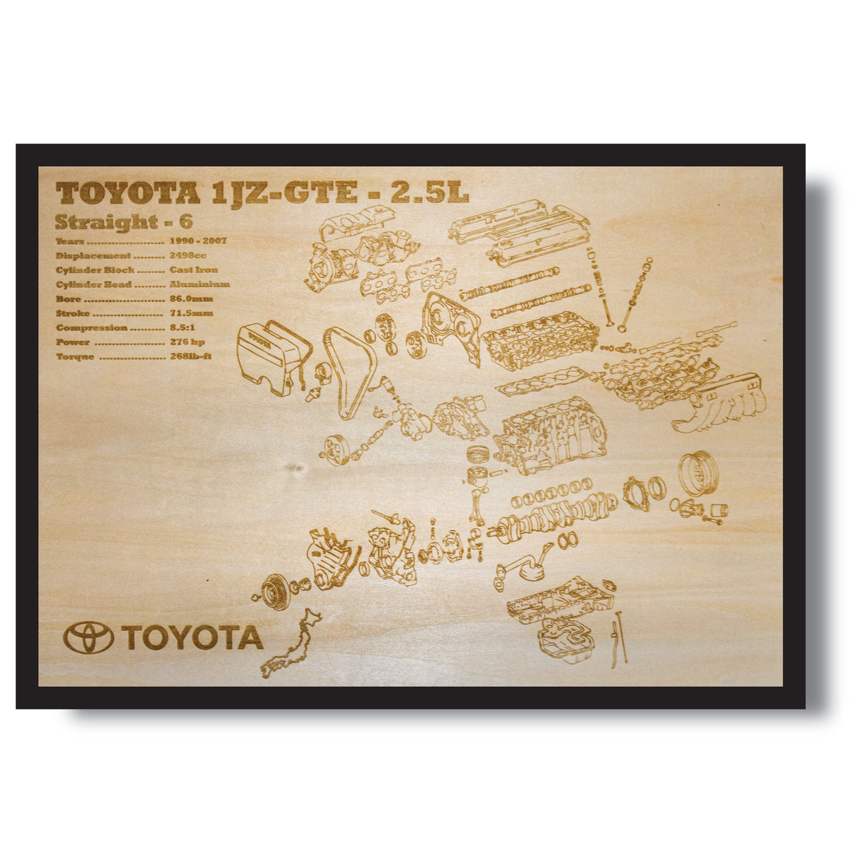 Toyota 1JZ-GTE 2.5L exploded view poster – EngineMaps