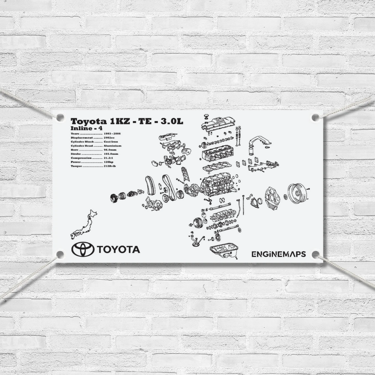 Toyota 1KZ-TE 3.0L Exploded View Banner – EngineMaps