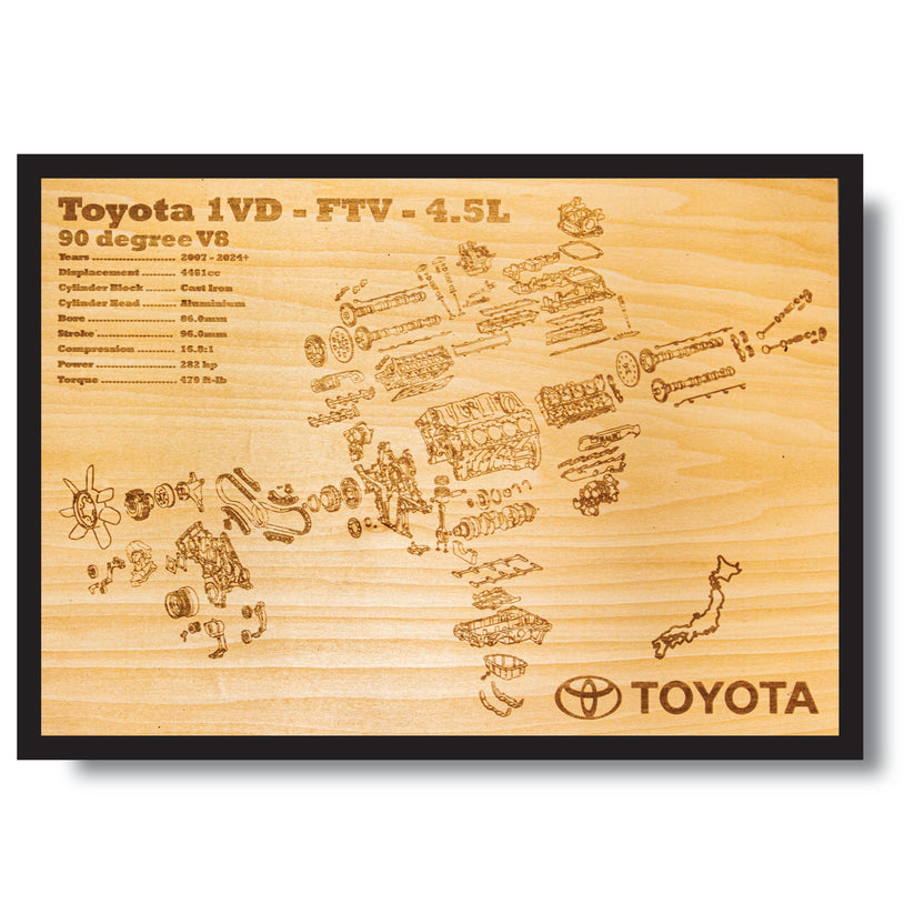 Toyota 1VD-FTV 4.5L exploded view poster – EngineMaps