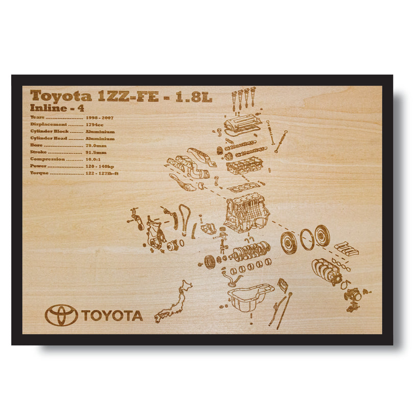 Toyota 1ZZ-FE 1.8L Exploded View Poster – EngineMaps
