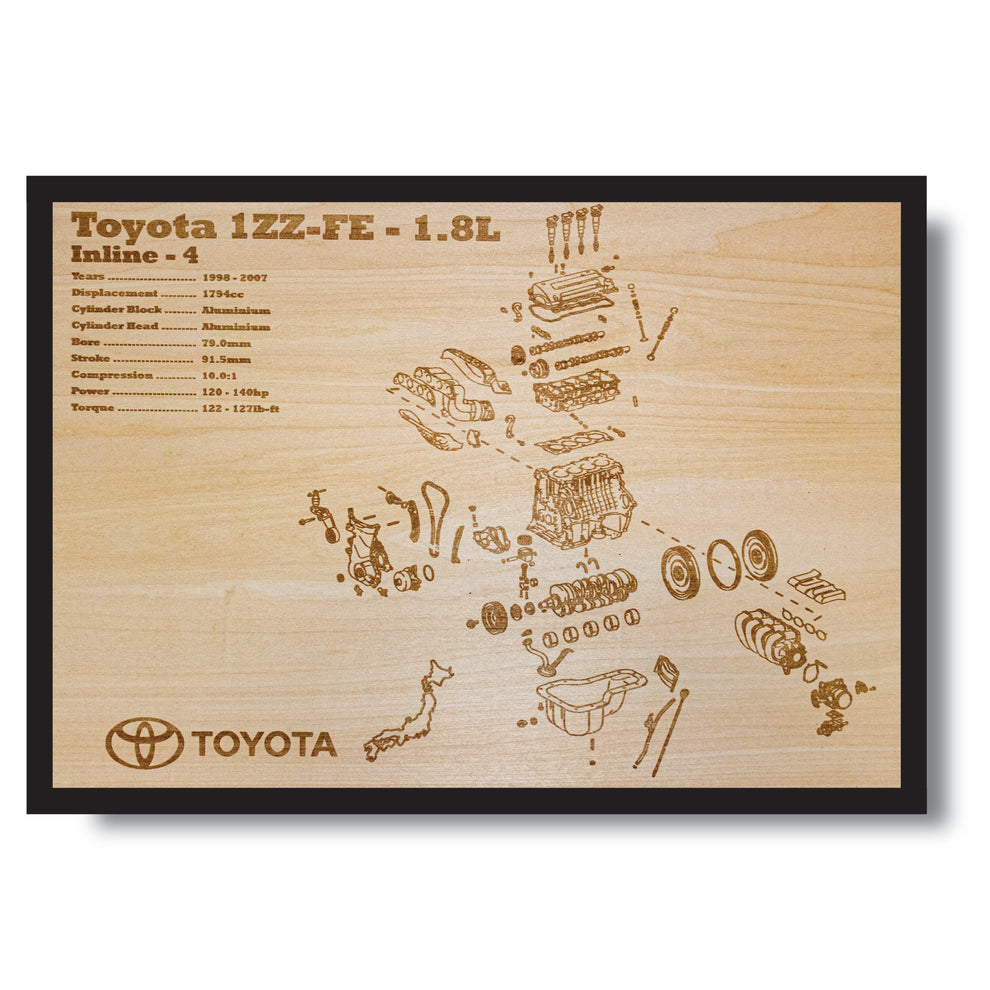 Toyota 1ZZ-FE 1.8L Exploded View Poster – EngineMaps