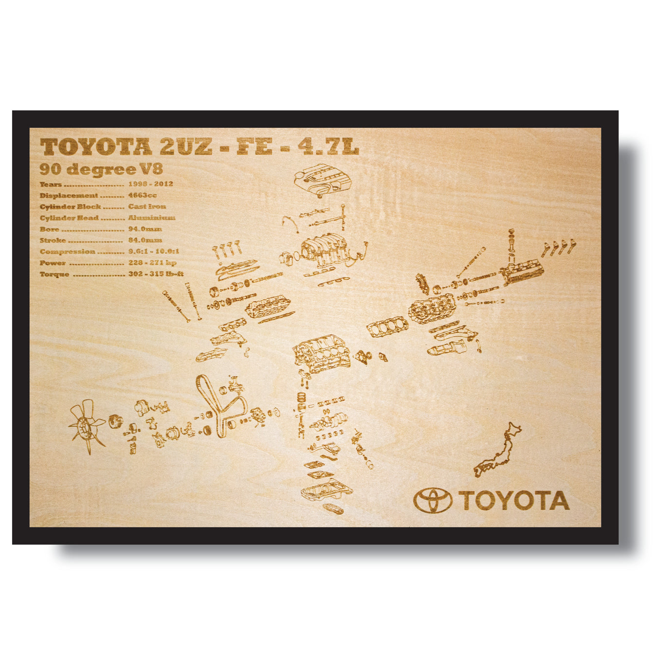 Toyota 2UZ-FE 4.7L exploded view poster – EngineMaps