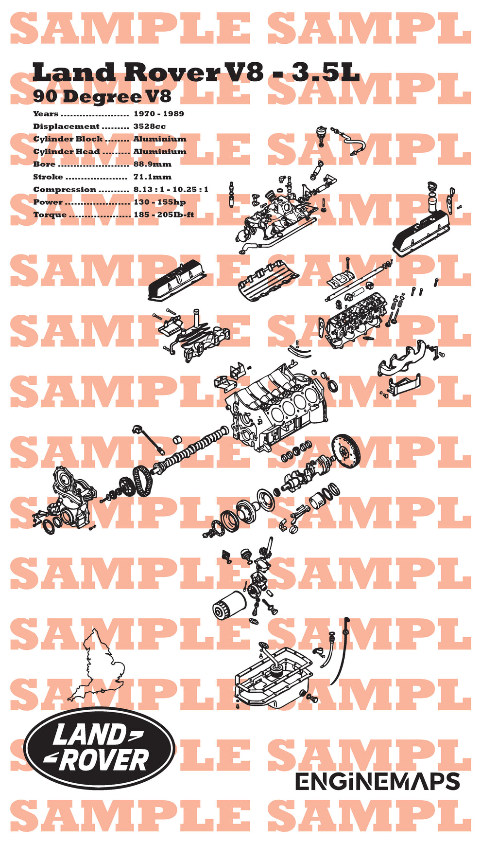 Land Rover 3.5L Exploded View Banner – EngineMaps