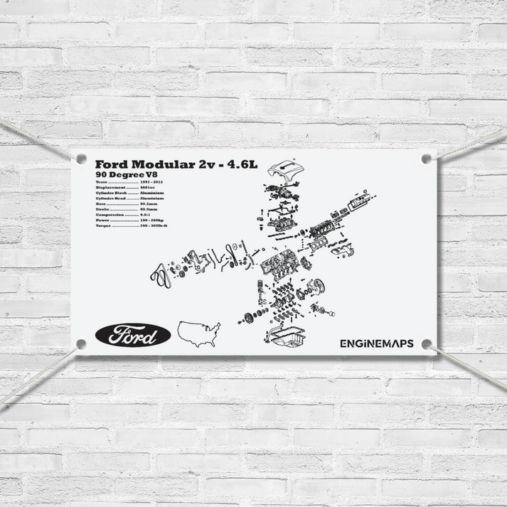 Ford Modular 2v 4.6L Exploded View Banner – EngineMaps