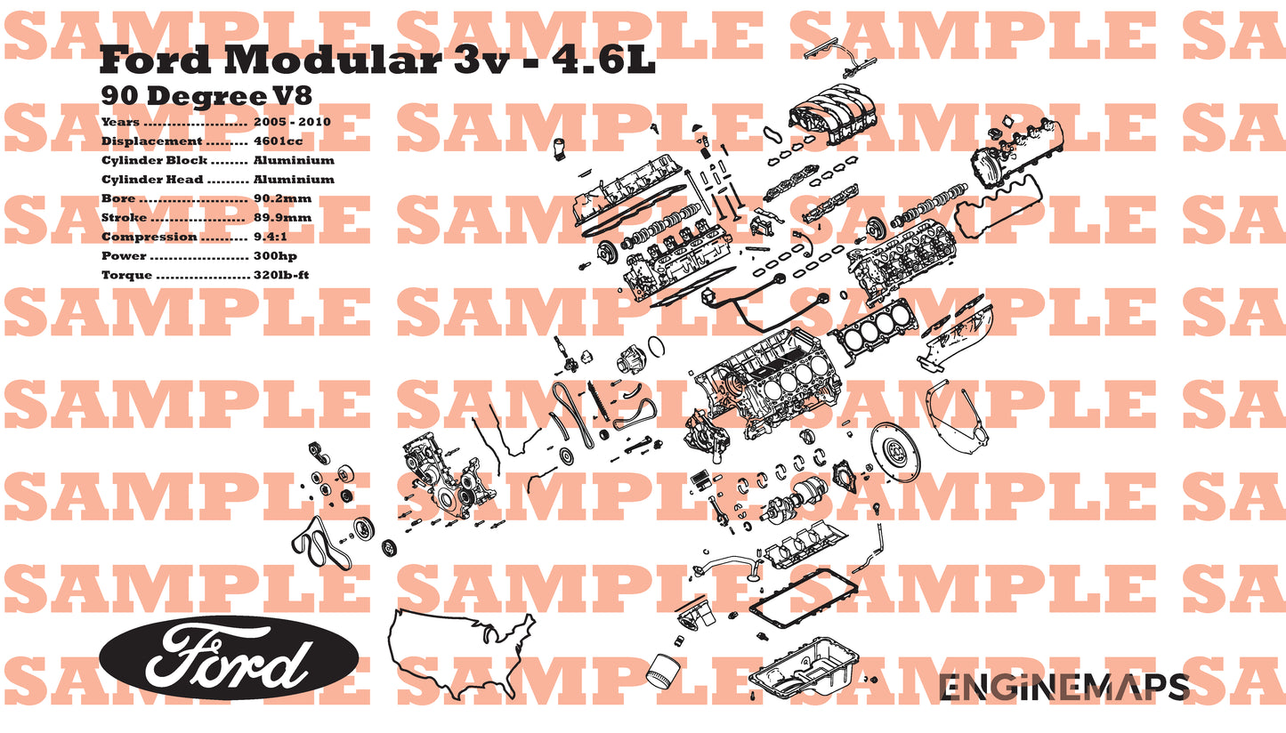 Ford Modular 3v 4.6L Exploded View Banner – EngineMaps