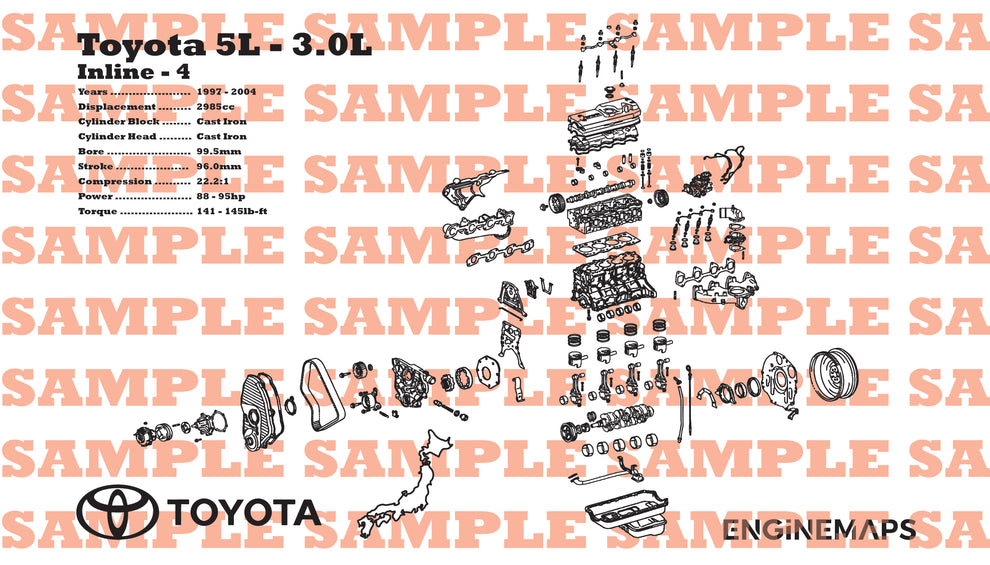 Toyota 5L 3.0L Exploded View Banner – EngineMaps