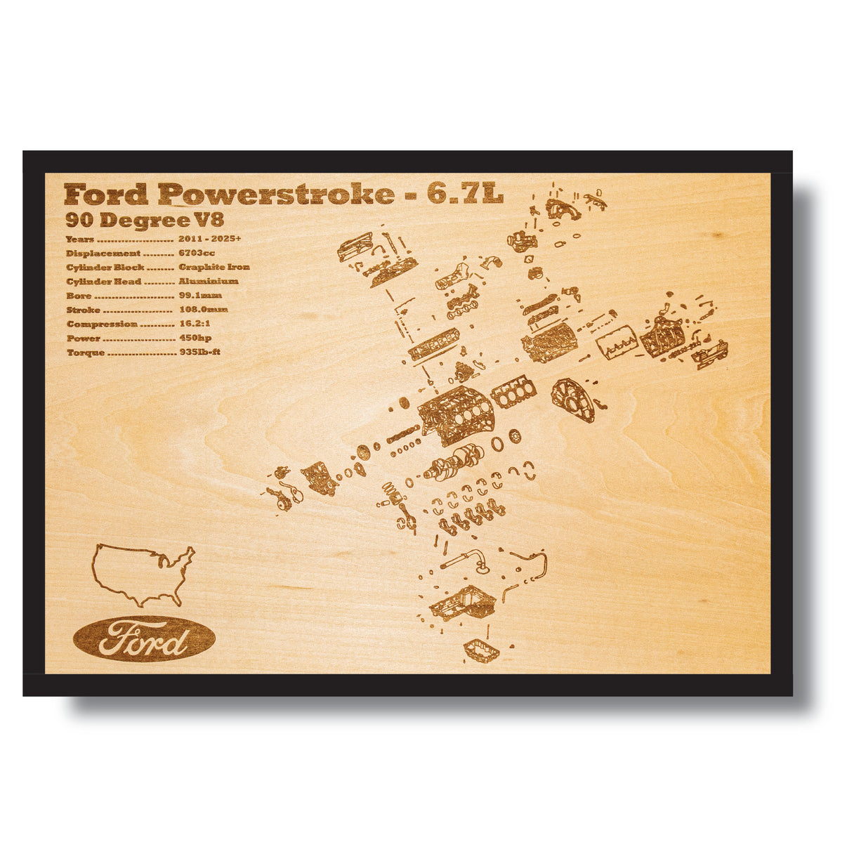 Ford Powerstroke 6.7 exploded view poster – EngineMaps