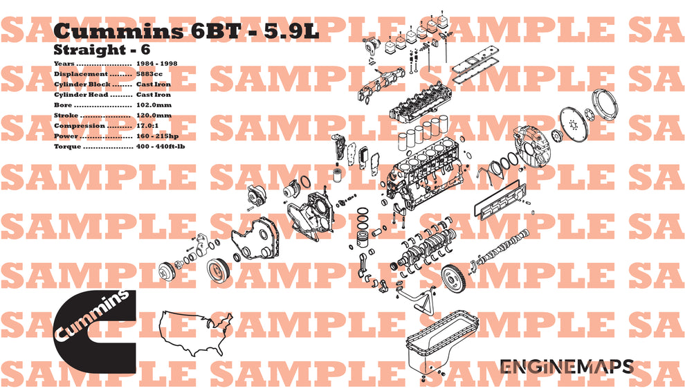 Cummins 6BT 5.9L Exploded View Banner – EngineMaps