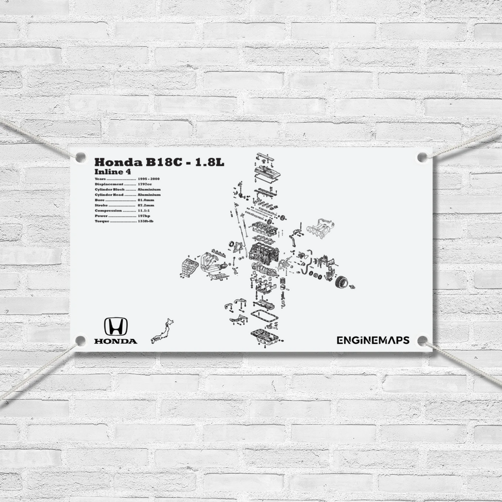 Honda B18C (JDM Type R) 1.8L Exploded View Banner – EngineMaps