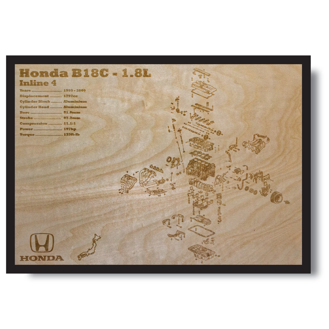 Honda B18C (JDM Type R) 1.8L Exploded View Poster – EngineMaps