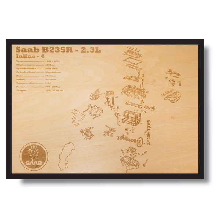 Saab B235R 2.3L Engine Exploded View Poster – EngineMaps
