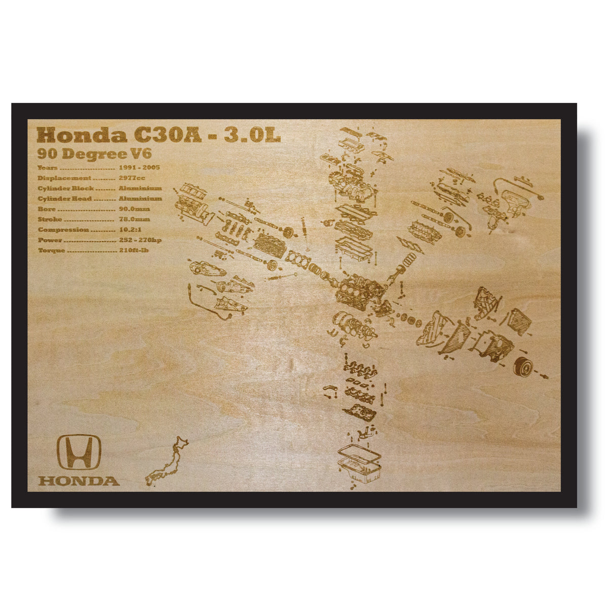 Honda C30A 3.0L Exploded View Poster – EngineMaps