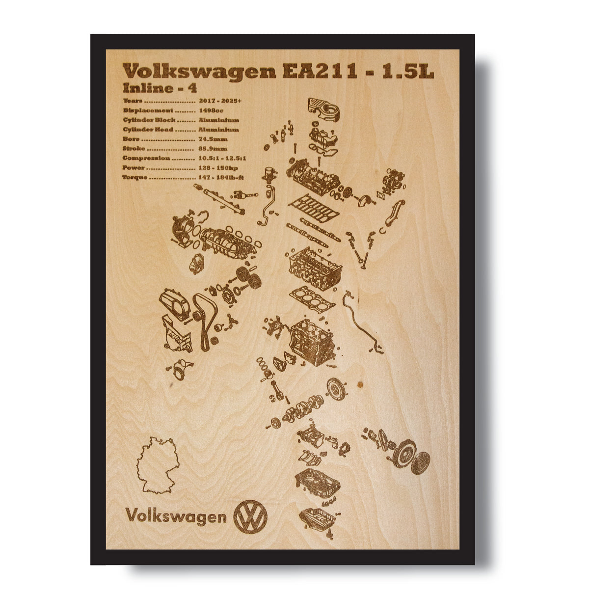 Volkswagen EA211 1.5L exploded view poster – EngineMaps