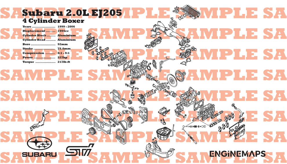 Subaru EJ205 2.0L Exploded View Banner – EngineMaps