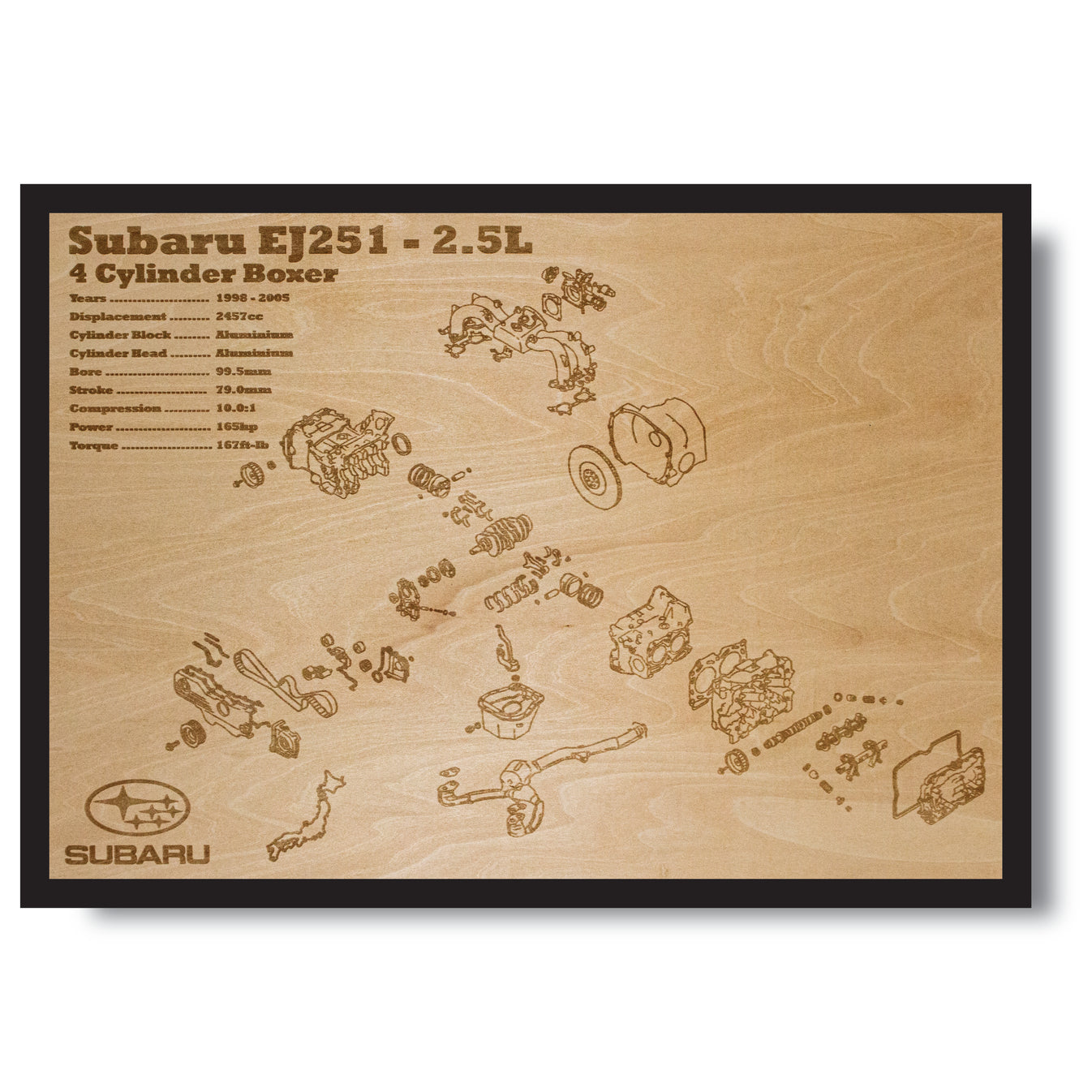 Subaru EJ251 2.5L Exploded view poster – EngineMaps