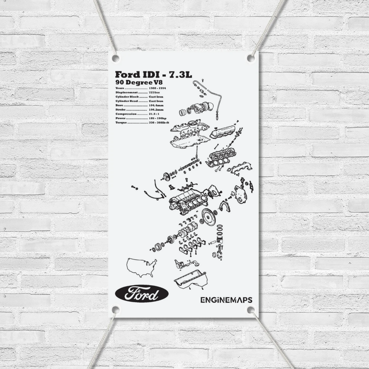 Ford IDI 7.3L exploded view banner – EngineMaps