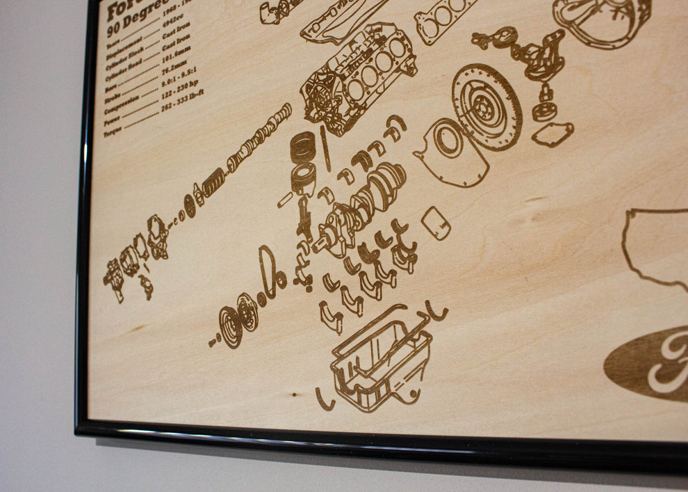 Ford Windsor 302 5.0L exploded view poster – EngineMaps