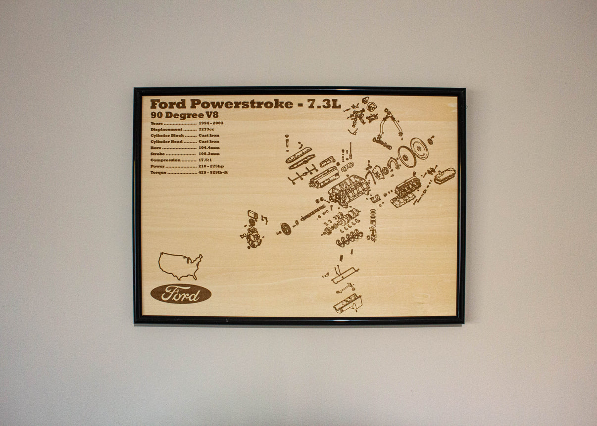 Ford Powerstroke 7.3L exploded view poster – EngineMaps