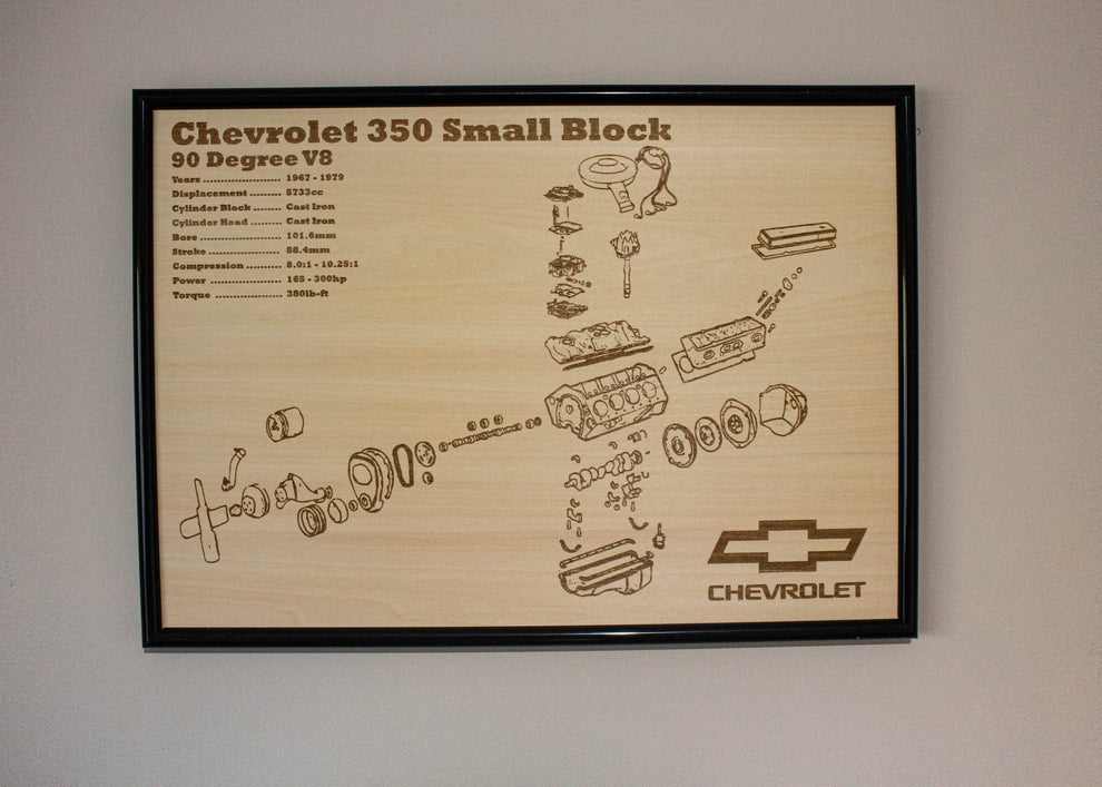 Chevrolet L48 350 small block 5.7L exploded view poster – EngineMaps