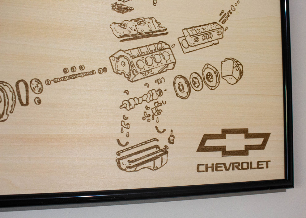 Chevrolet L48 350 small block 5.7L exploded view poster – EngineMaps
