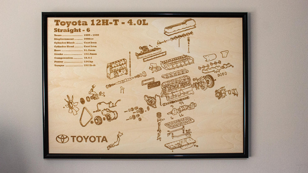 Toyota 12H-T 4.0L exploded view poster – EngineMaps