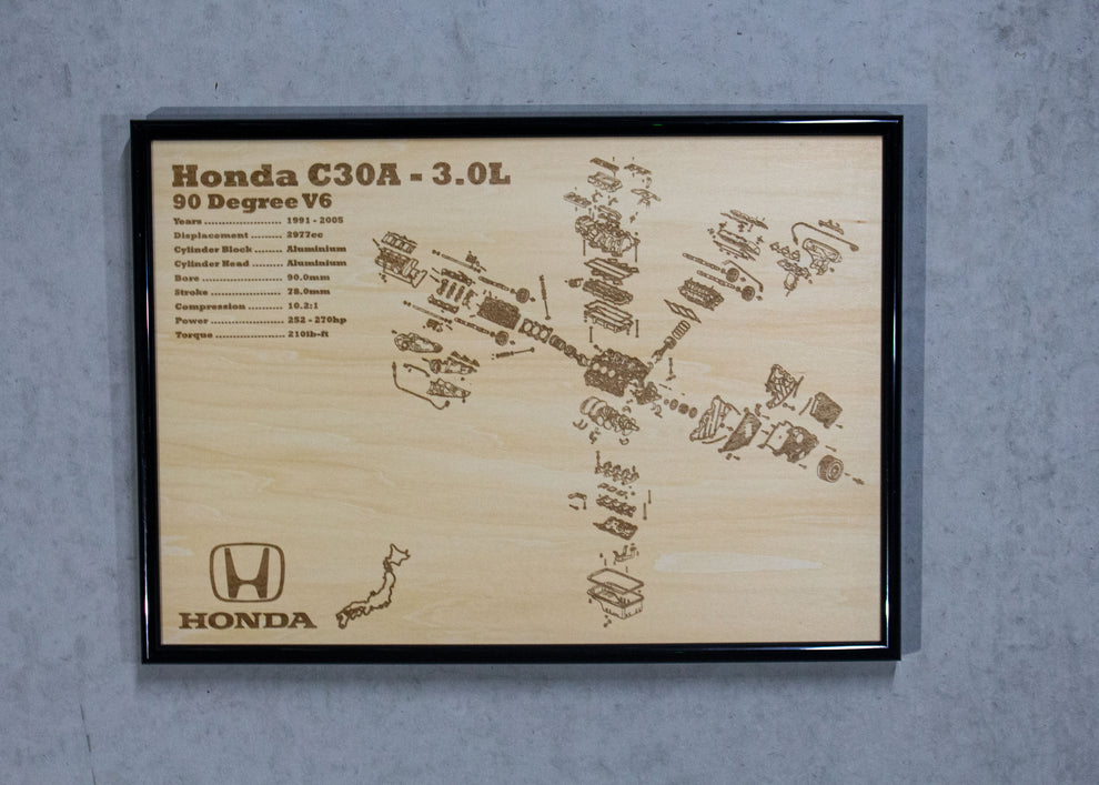 Honda C30A 3.0L Exploded View Poster – EngineMaps