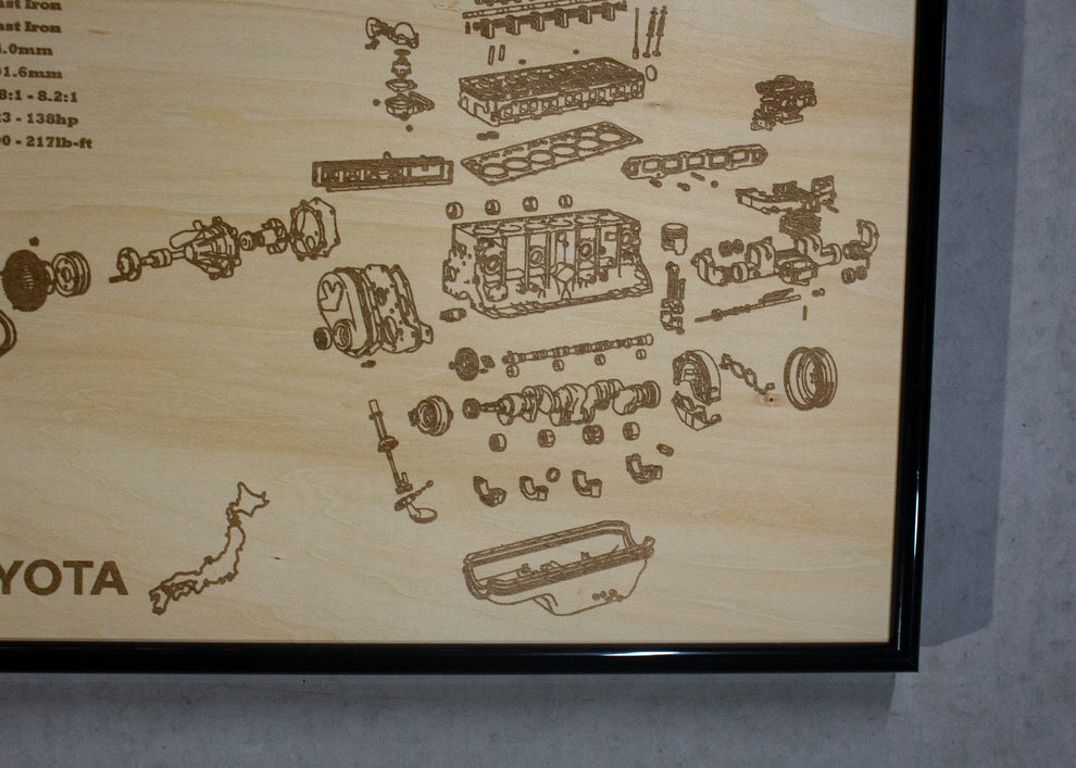 Toyota 2F 4.2L exploded view poster – EngineMaps