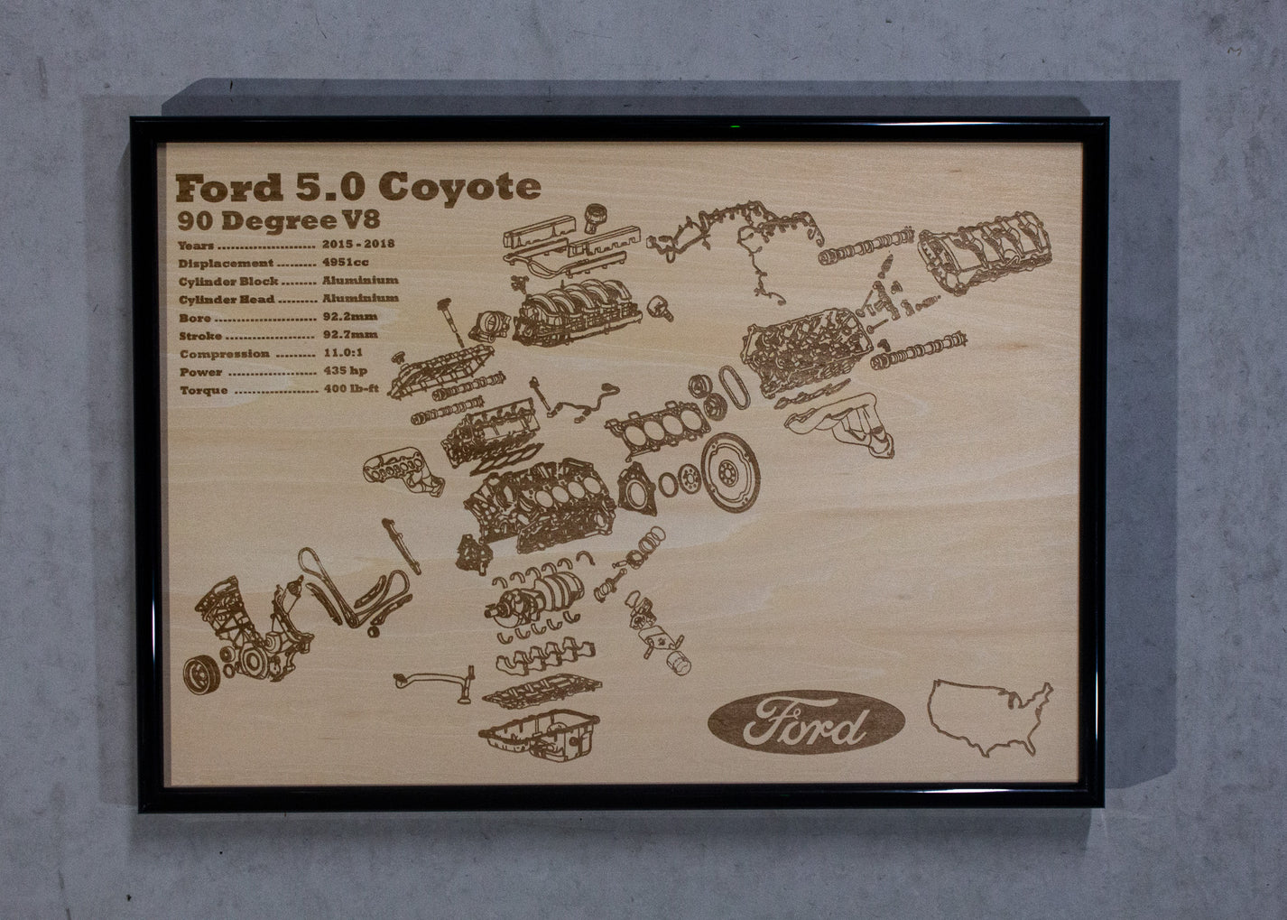 Ford 5.0 Coyote exploded view poster [2nd Gen] – EngineMaps