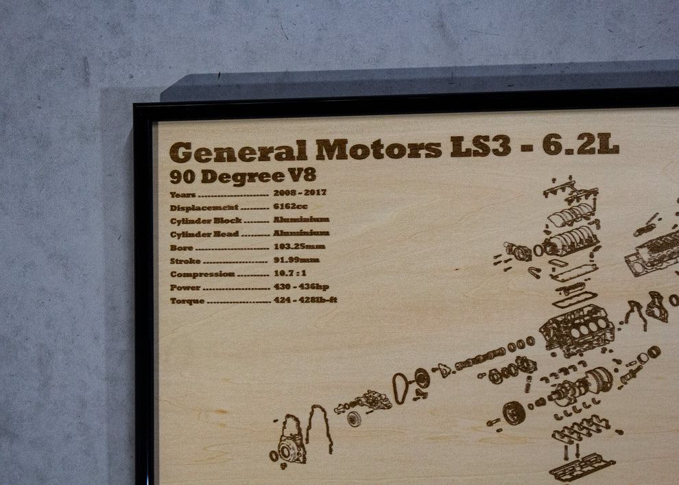 General Motors LS3 6.2L Exploded view poster – EngineMaps