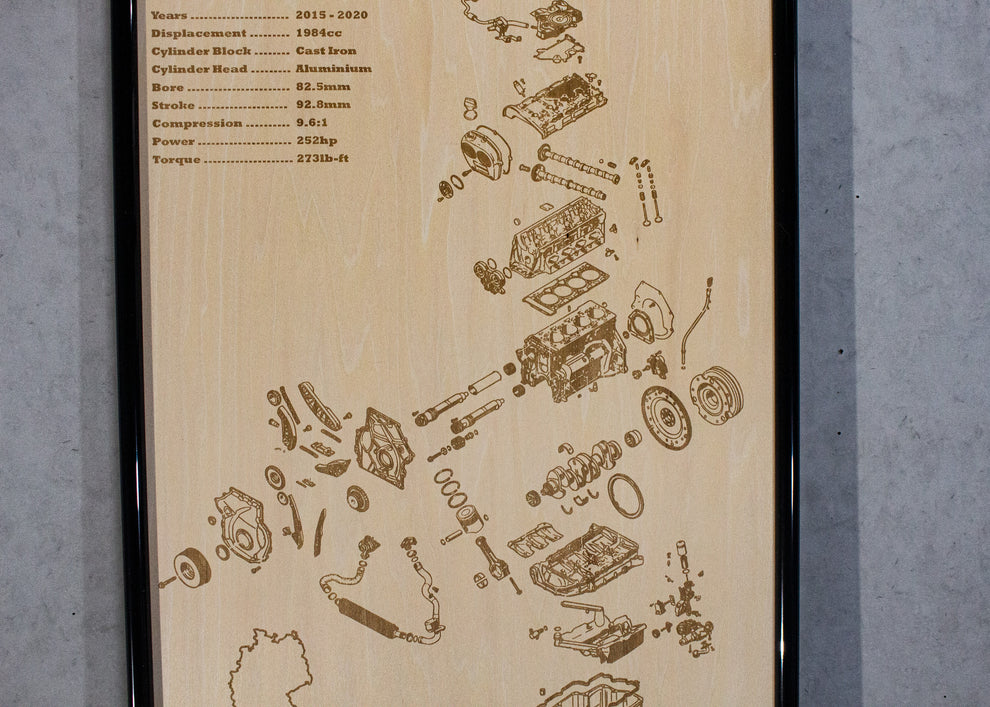 Volkswagen EA888 [3rd gen] 2.0L exploded view poster – EngineMaps