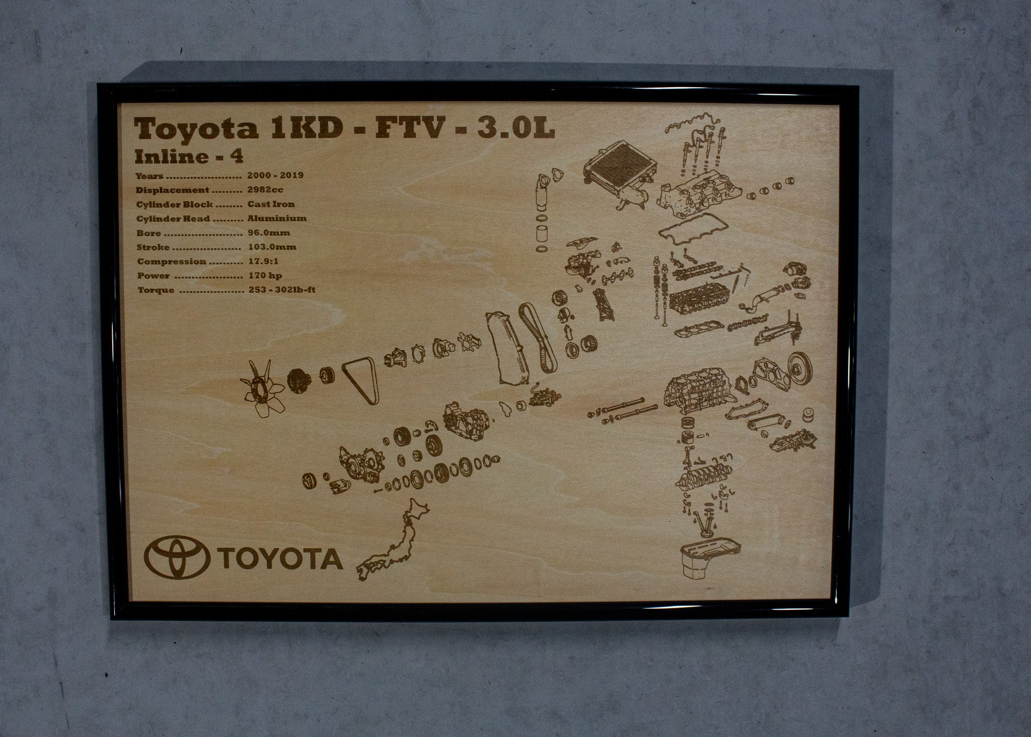 Toyota 1KD-FTV 3.0L exploded view poster – EngineMaps