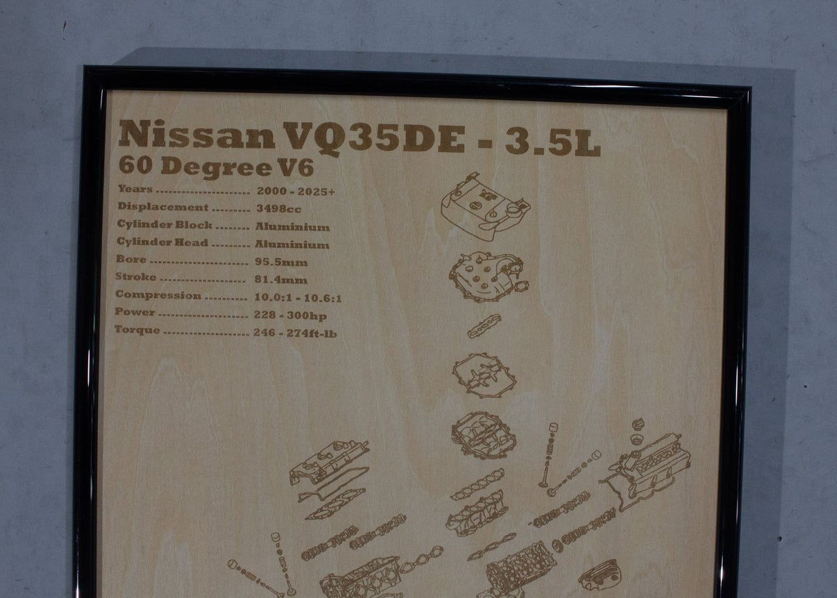 Nissan VQ35DE 3.5L exploded view poster – EngineMaps