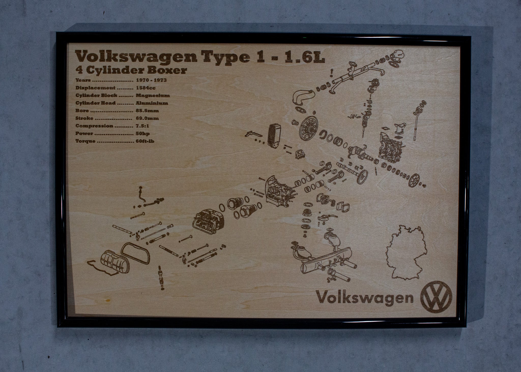 Volkswagen Type 1 1.6L Exploded View Poster – EngineMaps