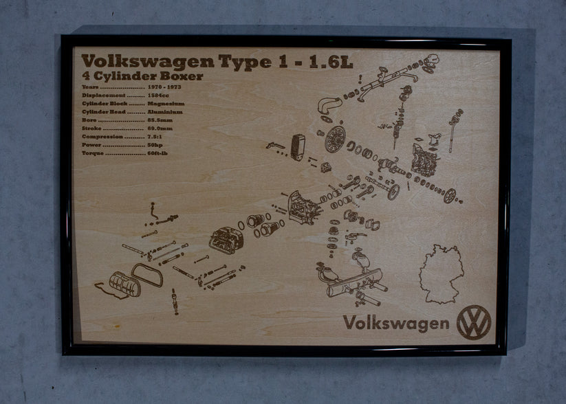 Volkswagen Type 1 1.6L Exploded View Poster – EngineMaps