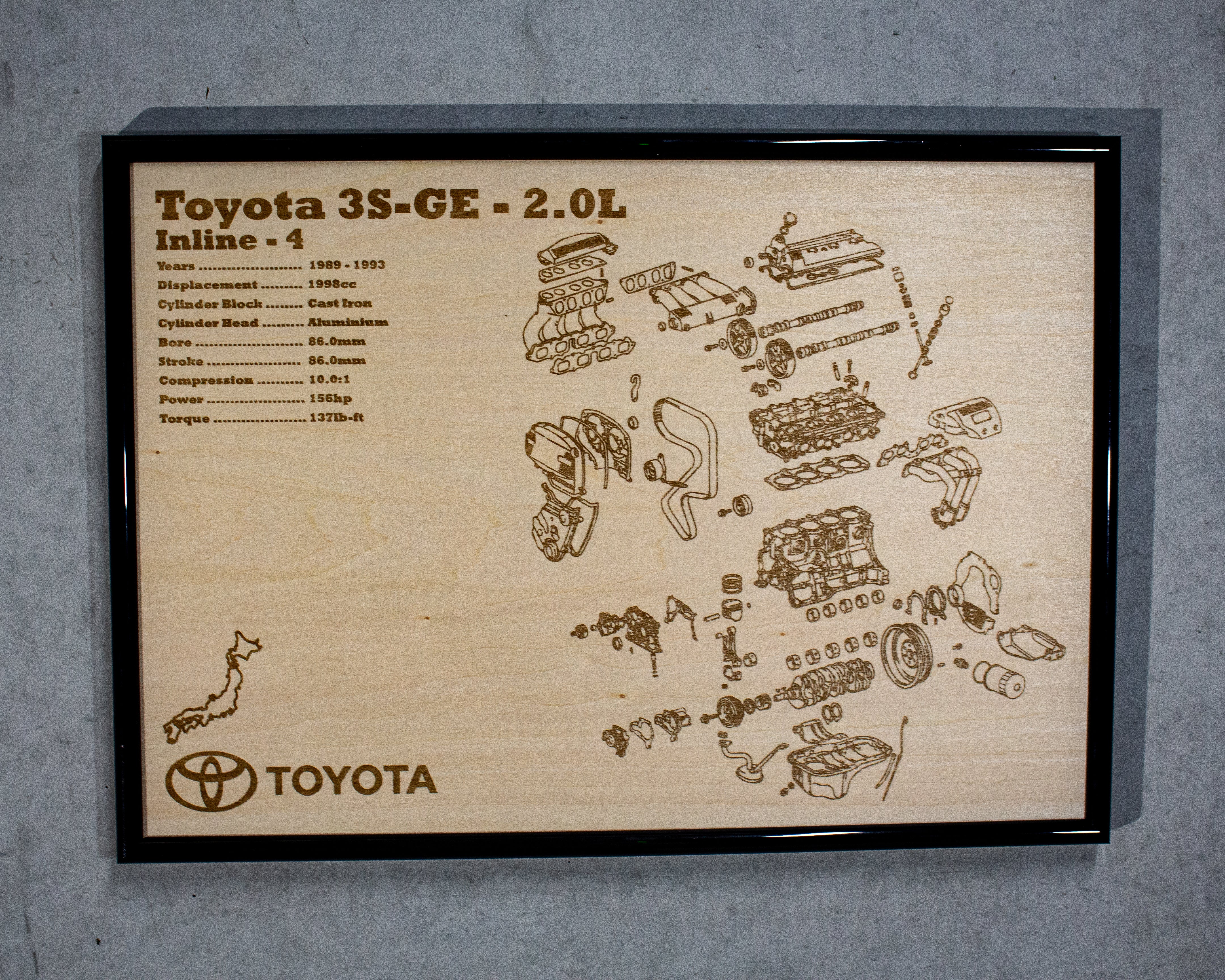 Toyota 3S-GE 2.0L [2nd Gen] Exploded View Poster – EngineMaps