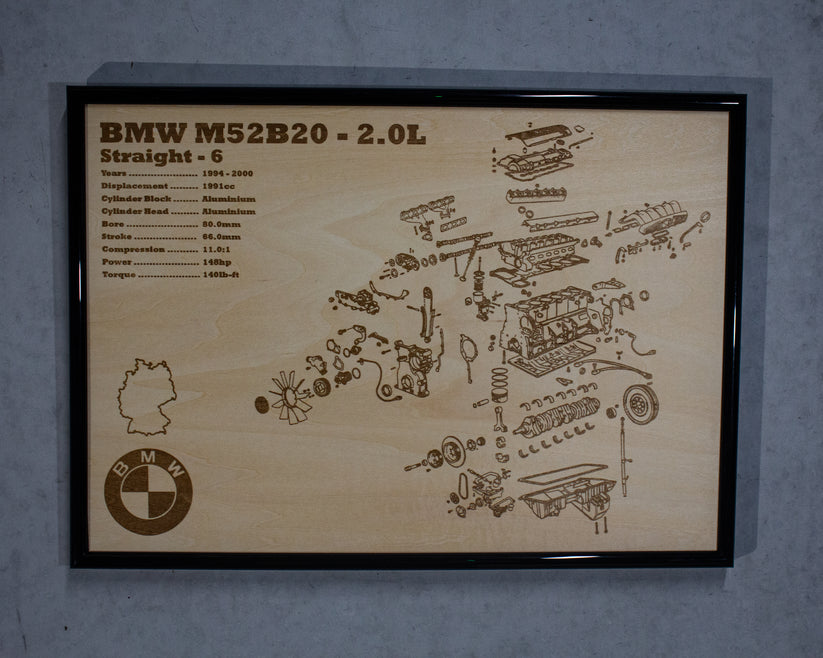 BMW M52B20 2.0L exploded view poster – EngineMaps