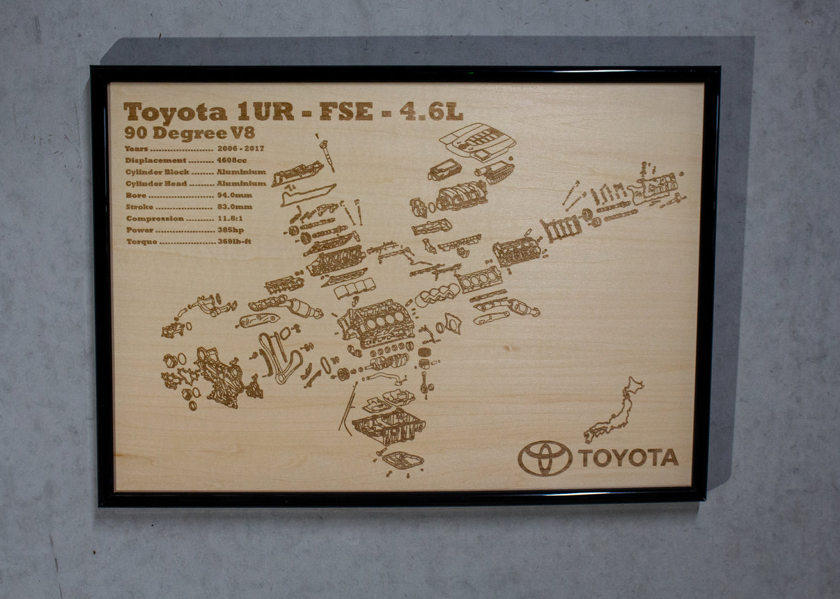 Toyota 1UR-FSE 4.6L Exploded View Poster – EngineMaps