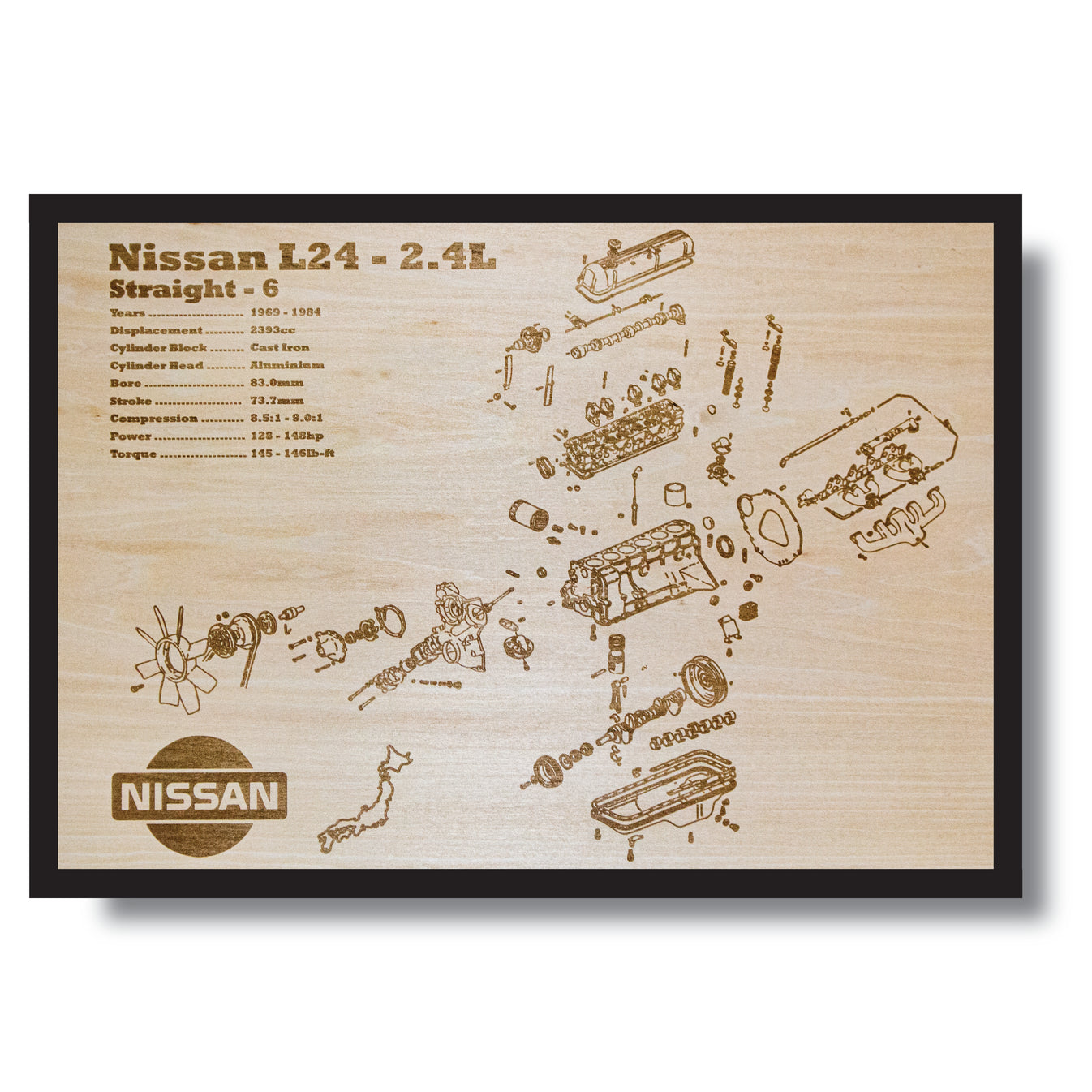 Nissan L24 2.4L Engine Exploded View Poster – EngineMaps