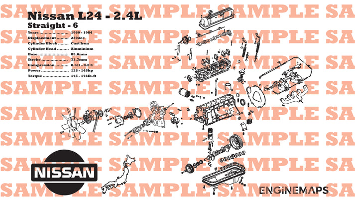 Nissan L24 2.4L Exploded View Banner – EngineMaps