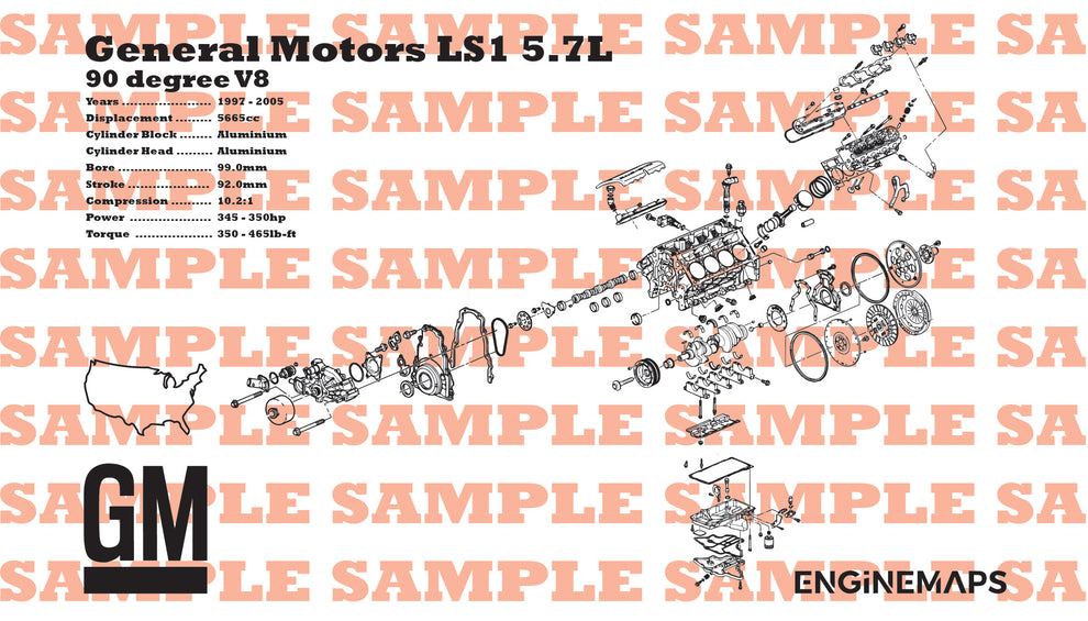 General Motors LS1 5.7L Exploded View Banner – EngineMaps