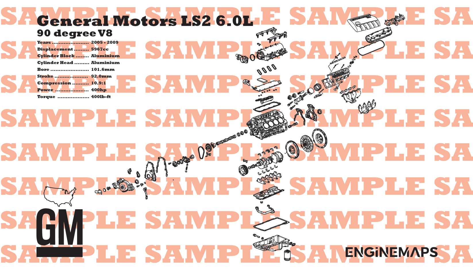 General Motors LS2 6.0L Exploded View Banner – EngineMaps