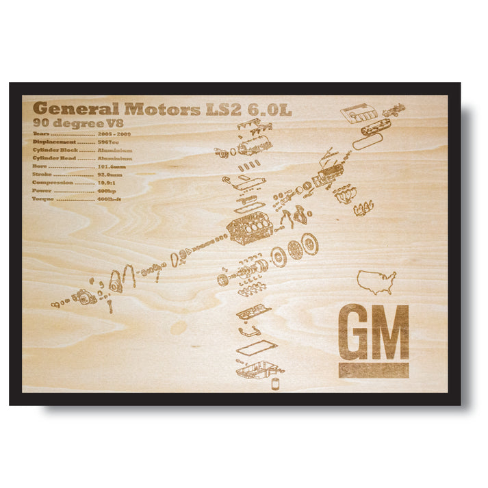 General Motors LS2 6.0L Exploded view poster – EngineMaps