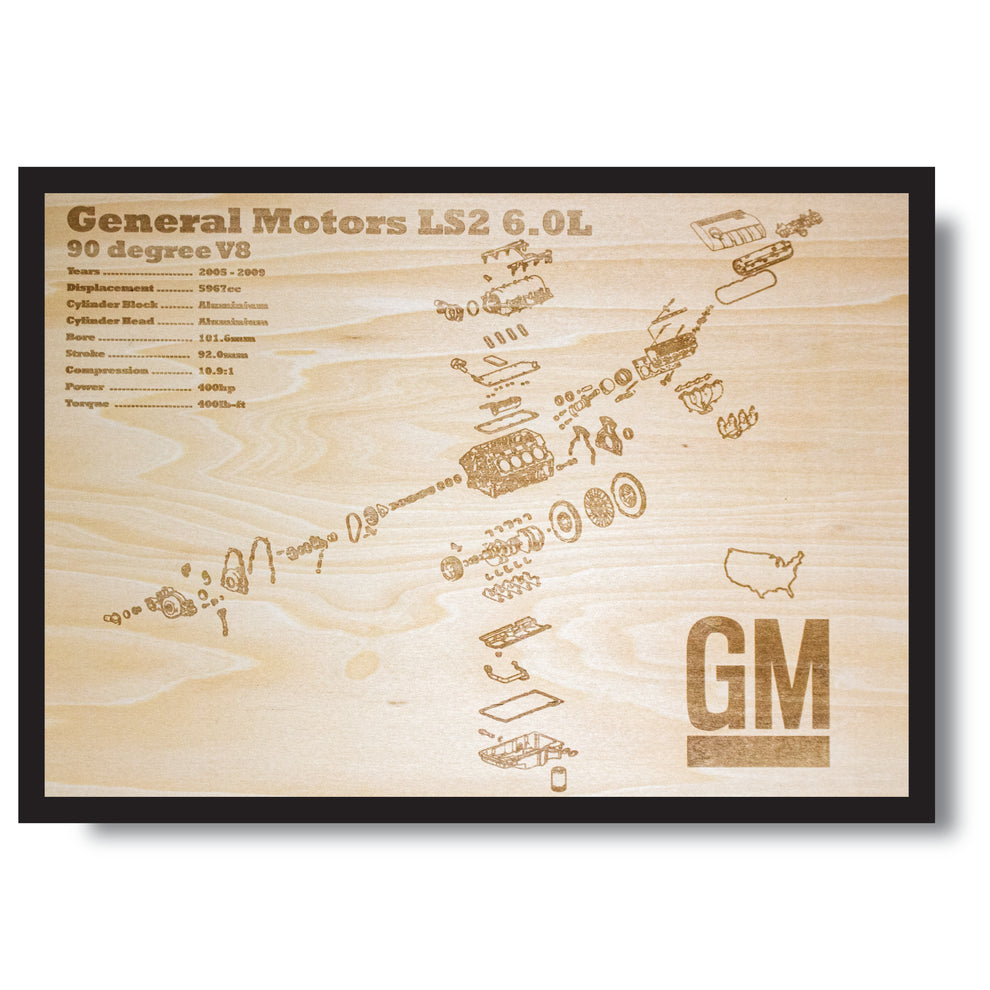 General Motors LS2 6.0L Exploded view poster – EngineMaps