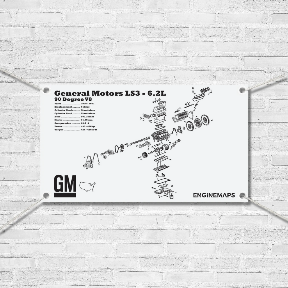General Motors LS3 6.2L Exploded View Banner – EngineMaps