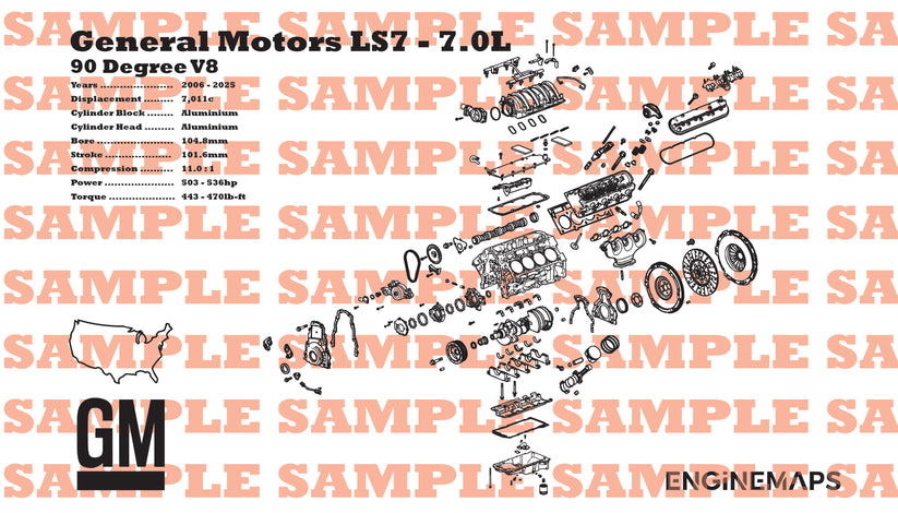 General Motors LS7 7.0L Exploded View Banner – EngineMaps