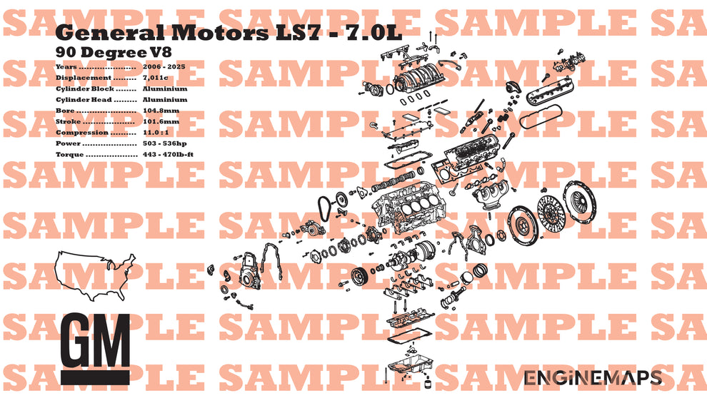 General Motors LS7 7.0L Exploded View Banner – EngineMaps