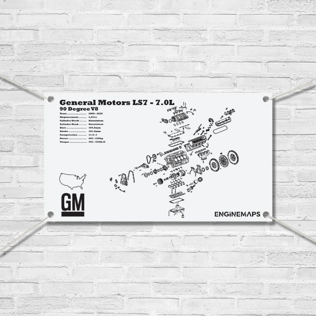 General Motors LS7 7.0L Exploded View Banner – EngineMaps
